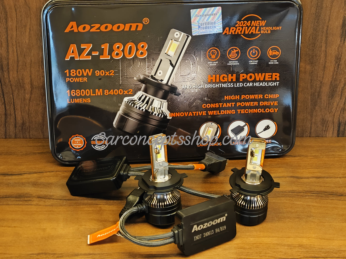 aozoom german brand 180 watt led headlamps AZ1808 6000K – Car Concepts Shop